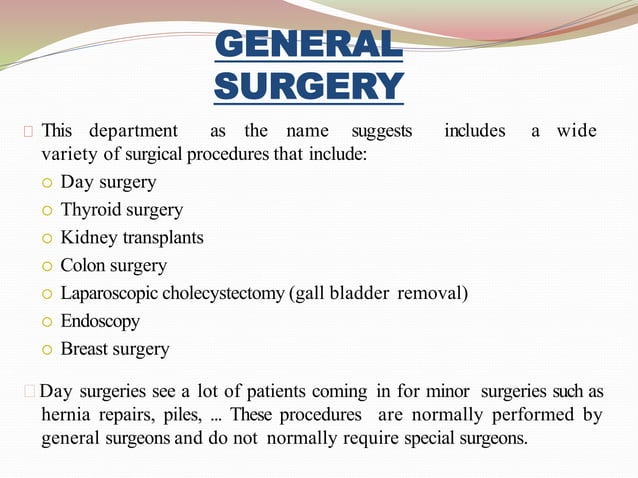 Various departments of the hospital | PPTX