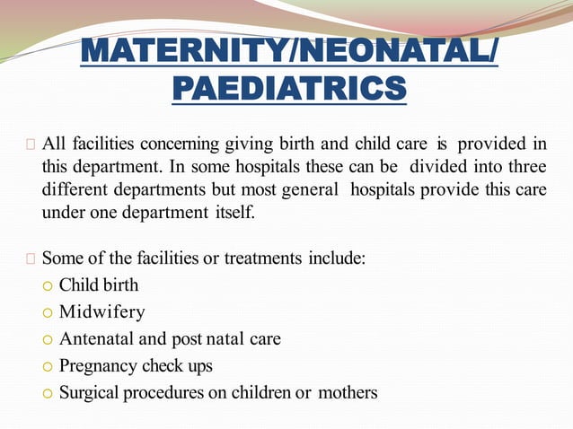Various departments of the hospital | PPTX