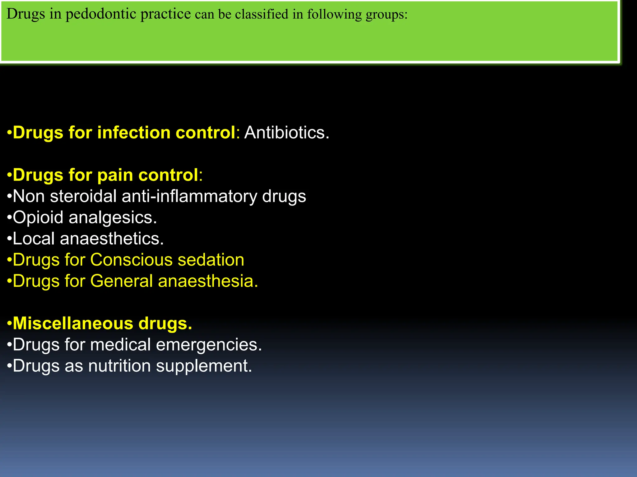 Various drugs available in pediatric dentistry and calculation involved ...