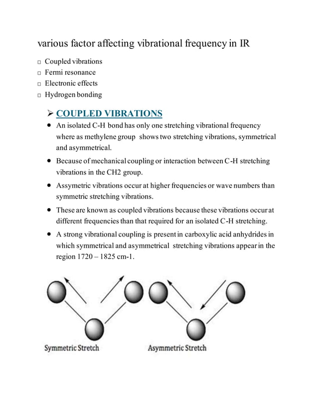 Various factor affecting vibrational frequency in IR spectroscopy. | DOCX | Chemistry | Science