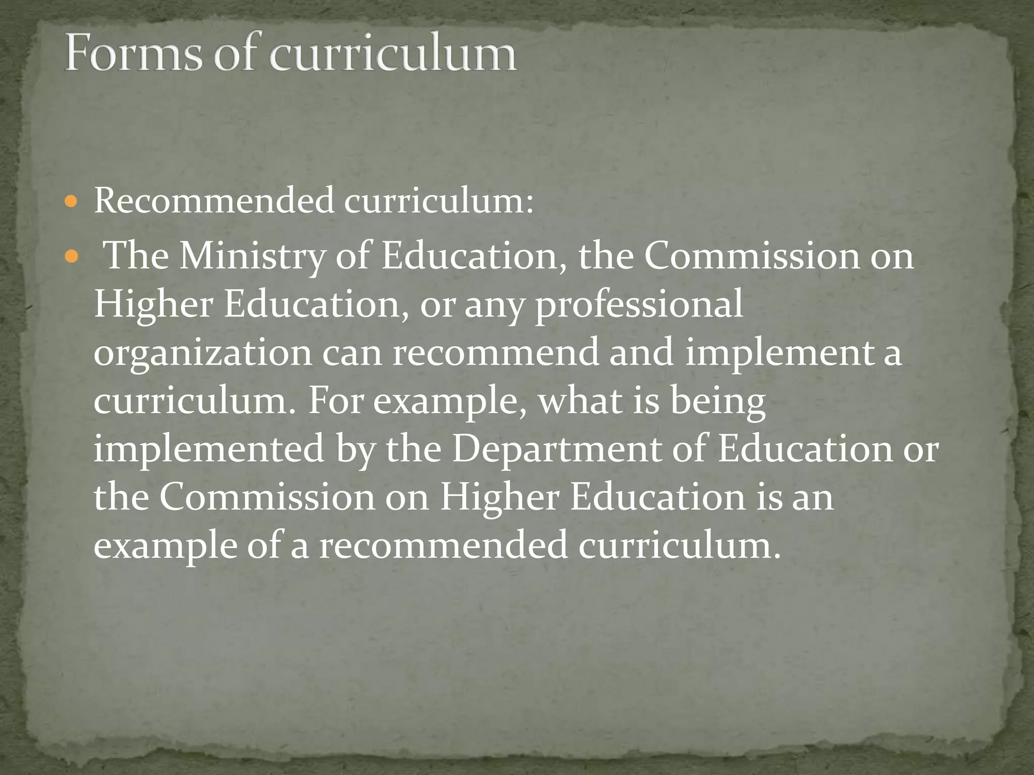 Various forms of curriculum | PPTX