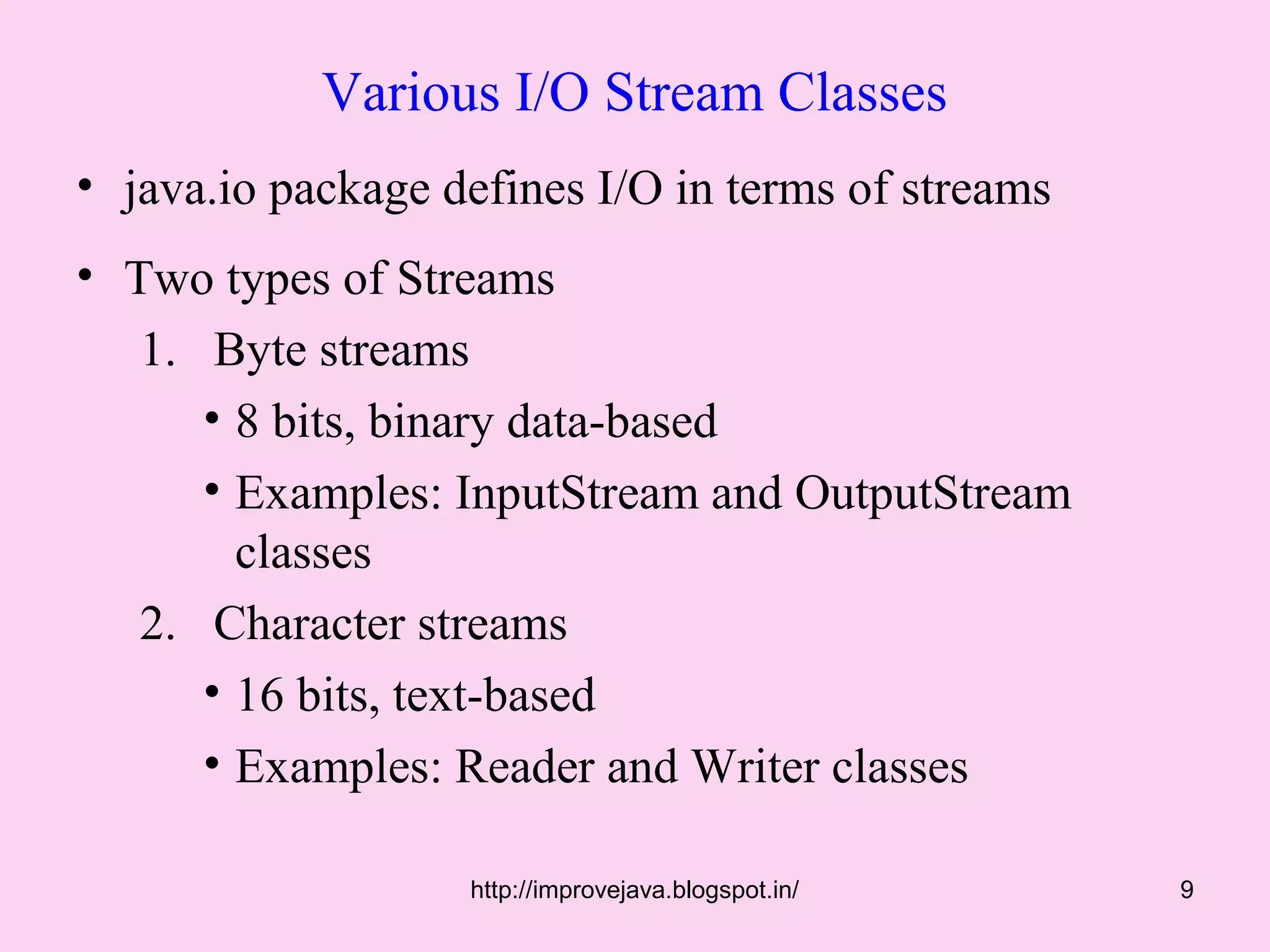 Various io stream classes .47