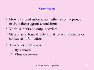 Various io stream classes .47