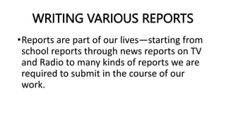 ummarizes findings and executes the report through narrative and visual ...