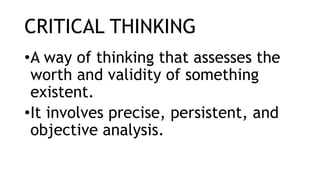 VARIOUS KINDS OF THINKING.pptx