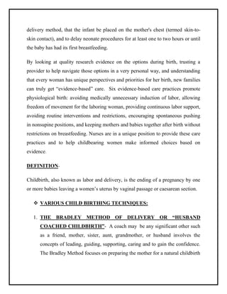 Various Method Of Childbirth Practice and The Evidence Based Practice.docx