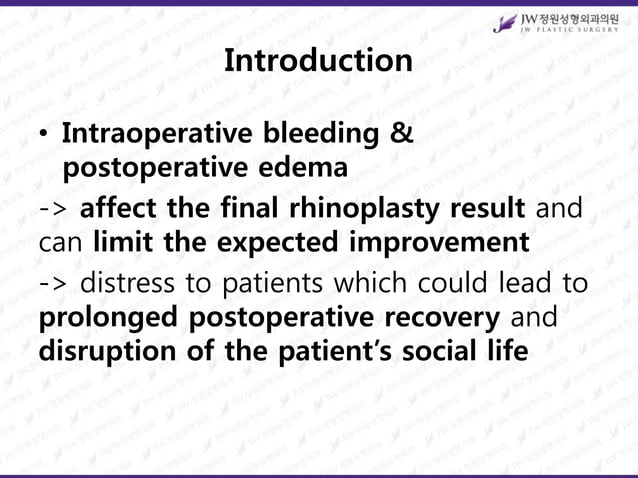 Various methods for reducing intraoperative bleeding and postoperative ...