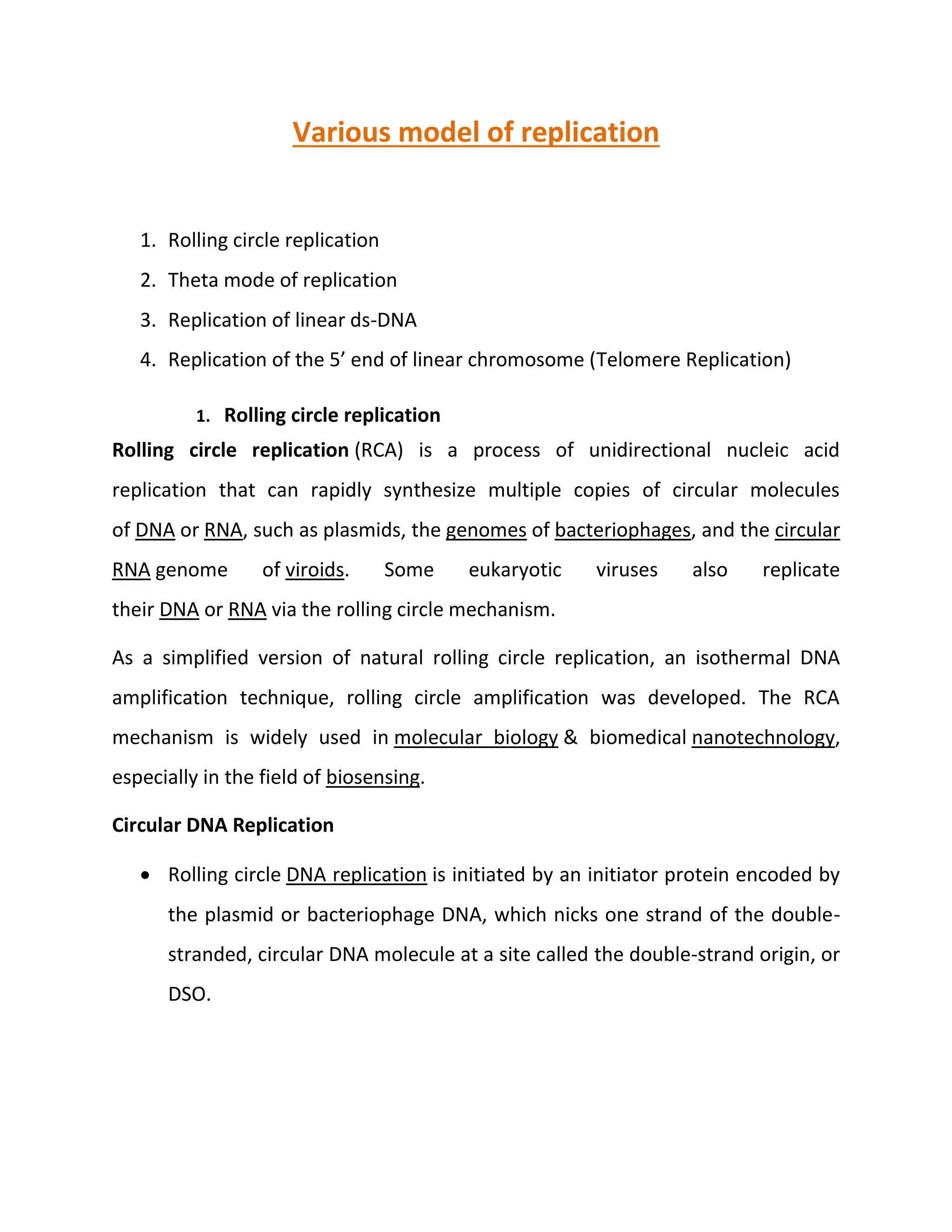 Various model of DNA replication | PDF