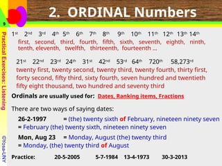 Various types for numbers in English for listening and speaking | PPT