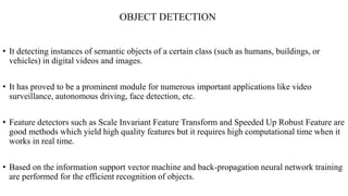 Various object detection and tracking methods | PPTX