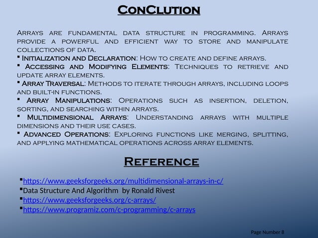 Various Operations Of Arraydata Structure Algorithmpptx