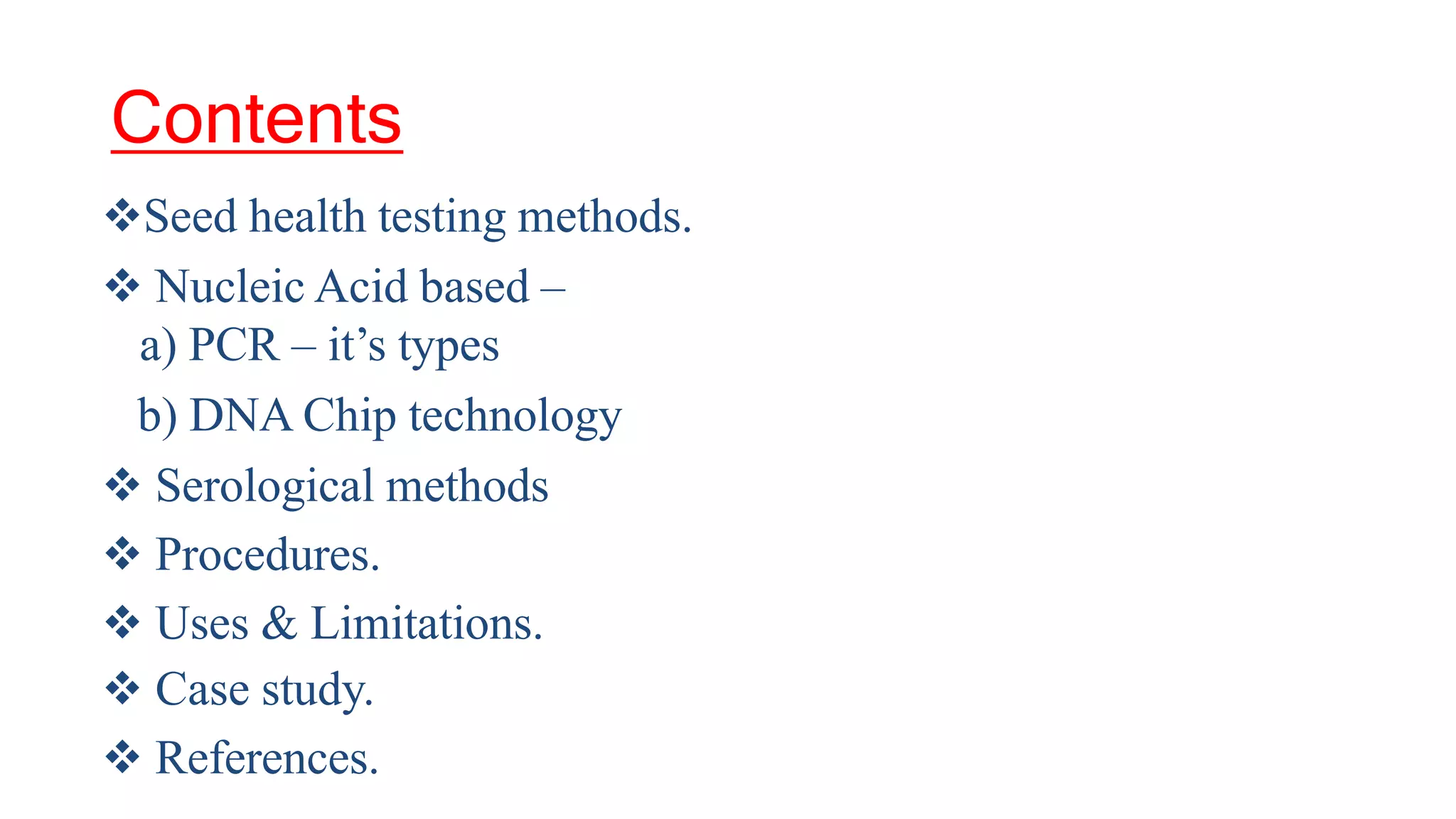 PCR & It's Various Types, DNA chip method & Serological methods of Seed ...