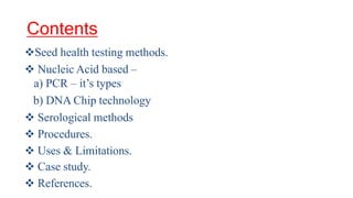 PCR & It's Various Types, DNA chip method & Serological methods of Seed ...