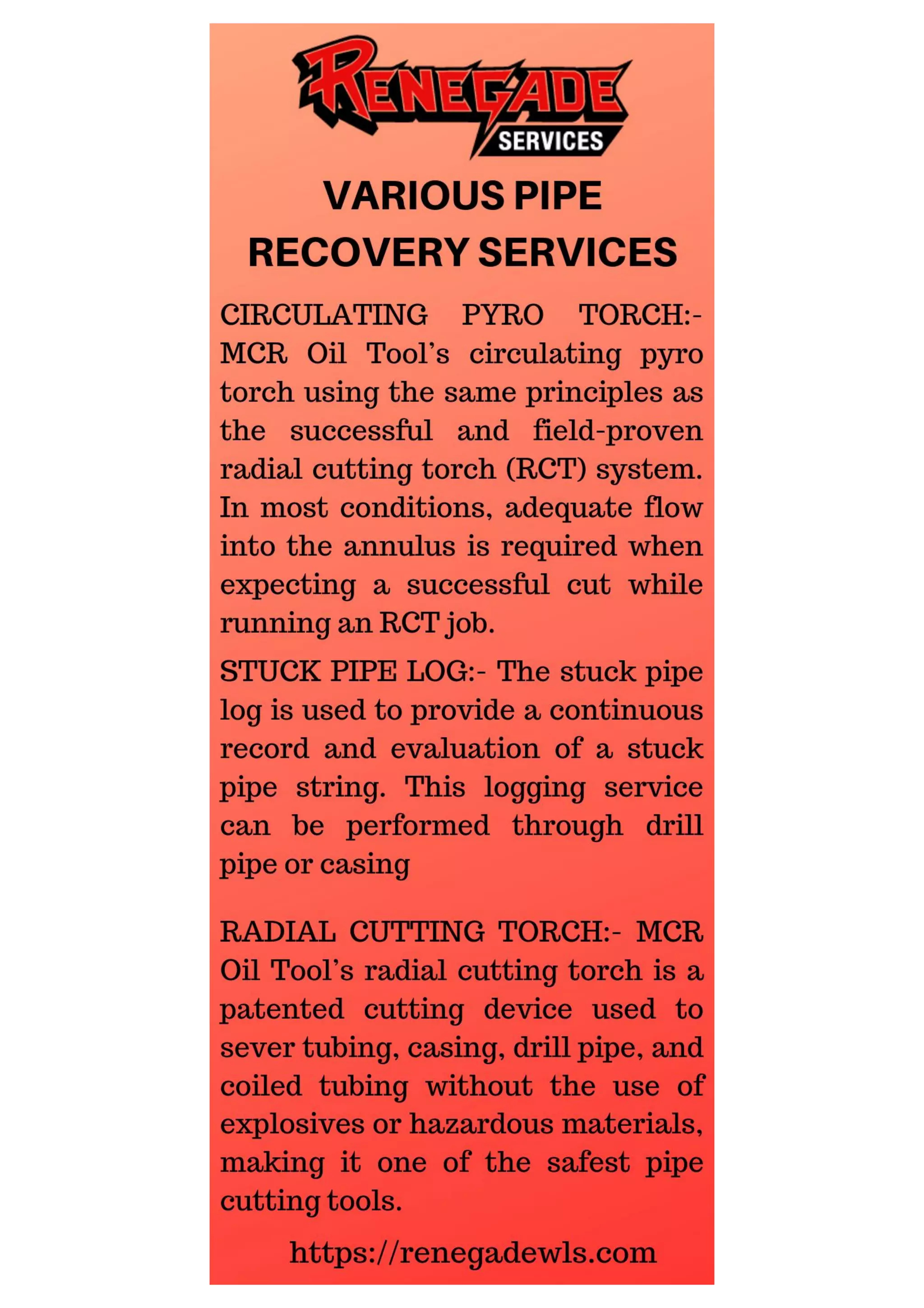 HERE ARE THE PIPE RECOVERY SERVICES AT RENEGADE | PDF