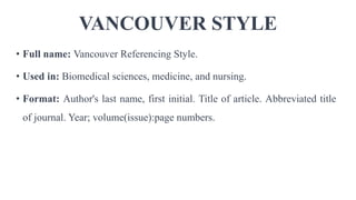 VARIOUS REFERENCE STYLES IN RESEARCH.pptx