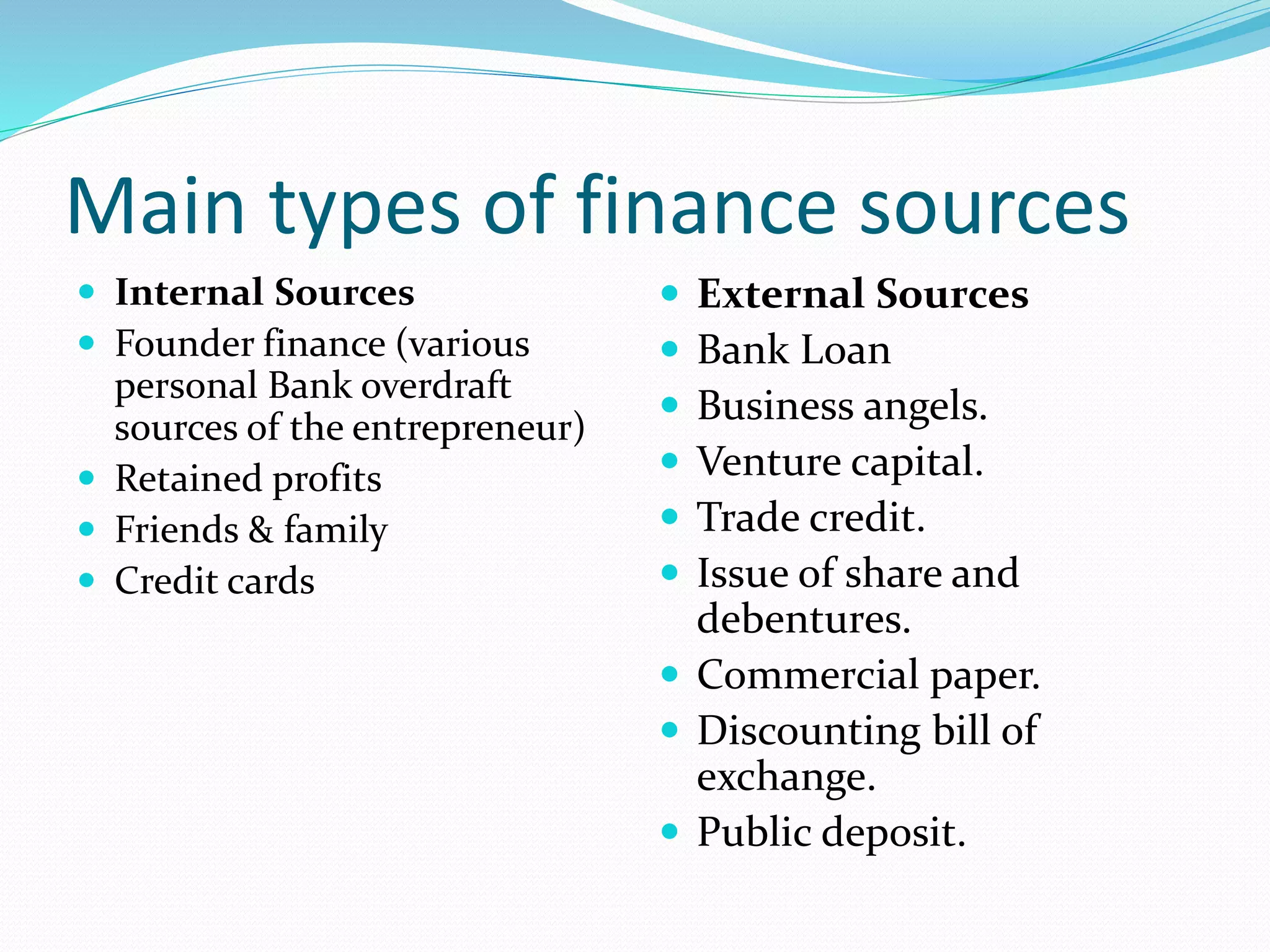 Various sources of financing | PPTX