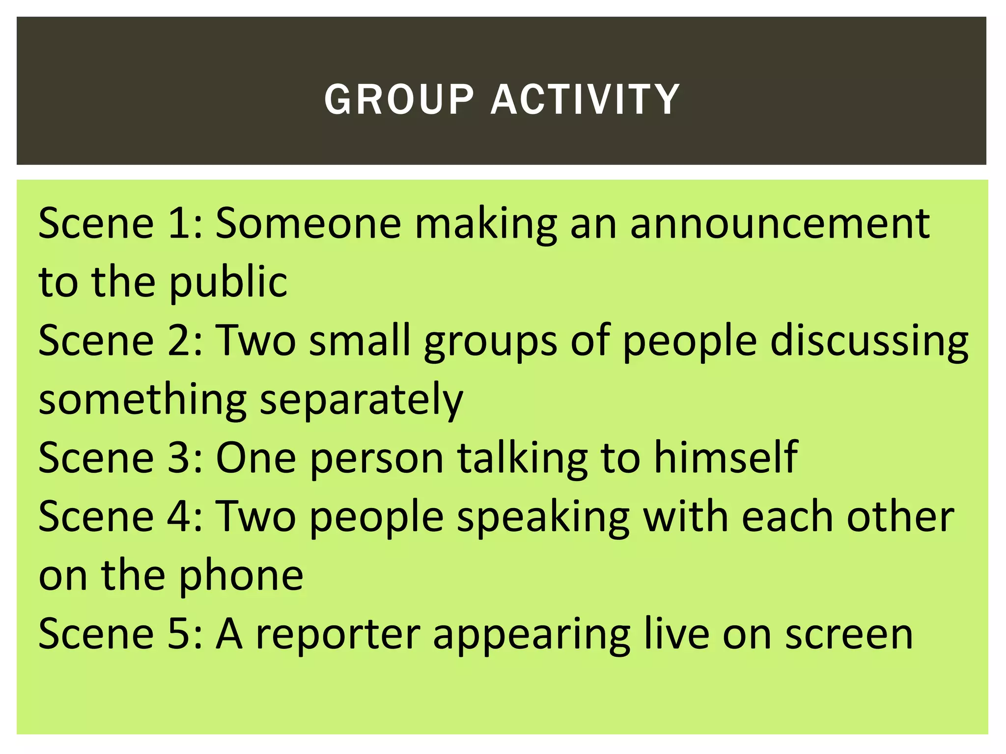 Oral Communication (Grade 11) - Various Speech Situations | PPTX