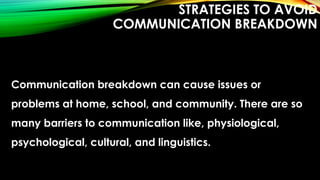 STRATEGIES TO AVOID COMMUNICATION BREAKDOWN | PPTX