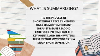 LEARNING VARIOUS SUMMARIZING TECHNIQUES.pptx