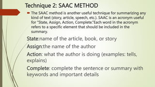 Lesson 5 VARIOUS TECHNIQUES IN SUMMARIZING.pptx