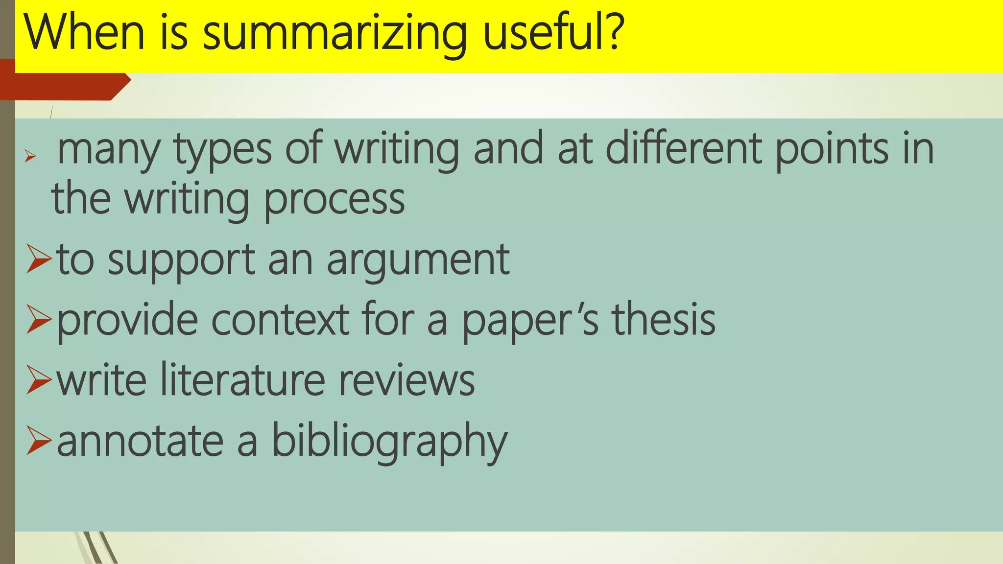 VARIOUS TECHNIQUES IN SUMMARIZING A VARIETY OF ACADEMIC.pptx
