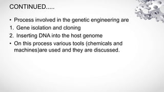 Various tools used in genetic engineering | PPTX