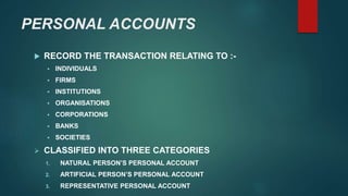 Various types of accounts,rules regarding debit credit | PPTX