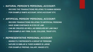 Various types of accounts,rules regarding debit credit | PPTX