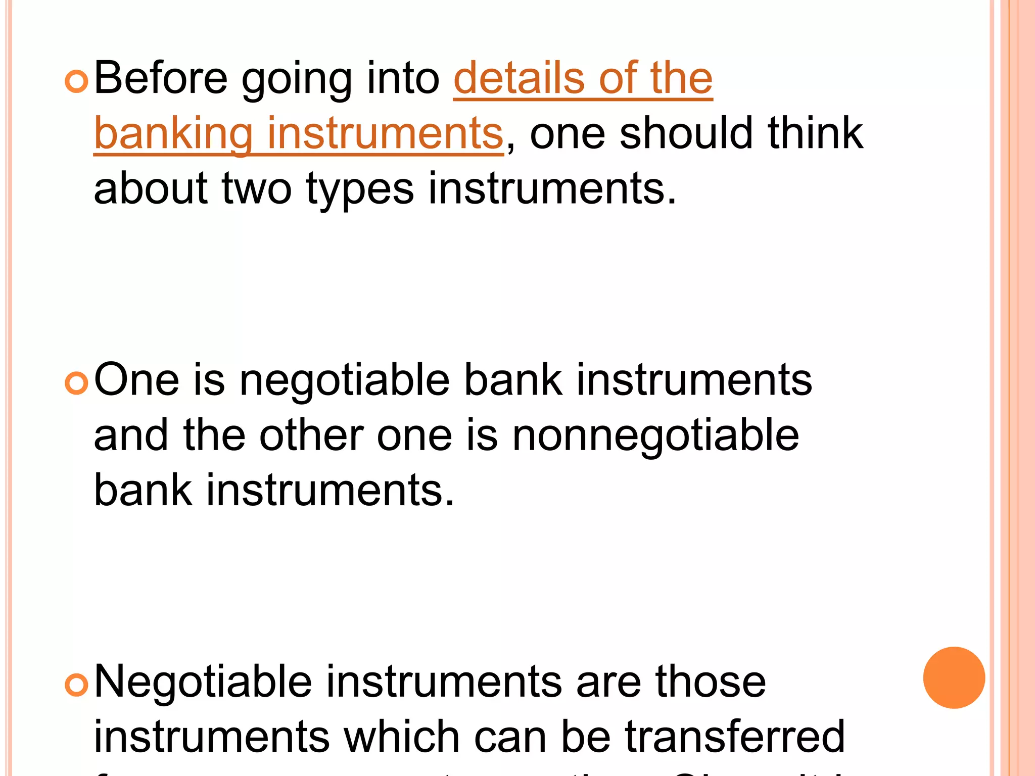 Various Types of Banking Instruments | PPTX