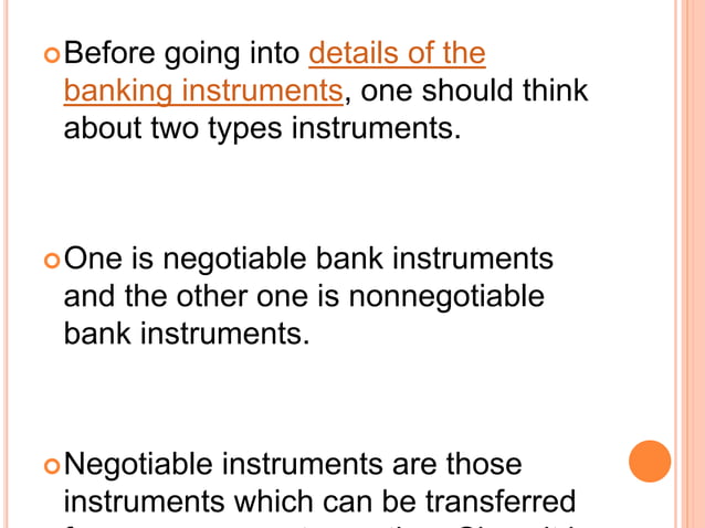 Various Types of Banking Instruments | PPT