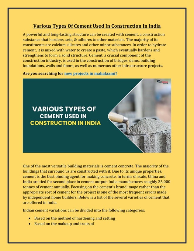 Various types of cement used in construction in India.pdf