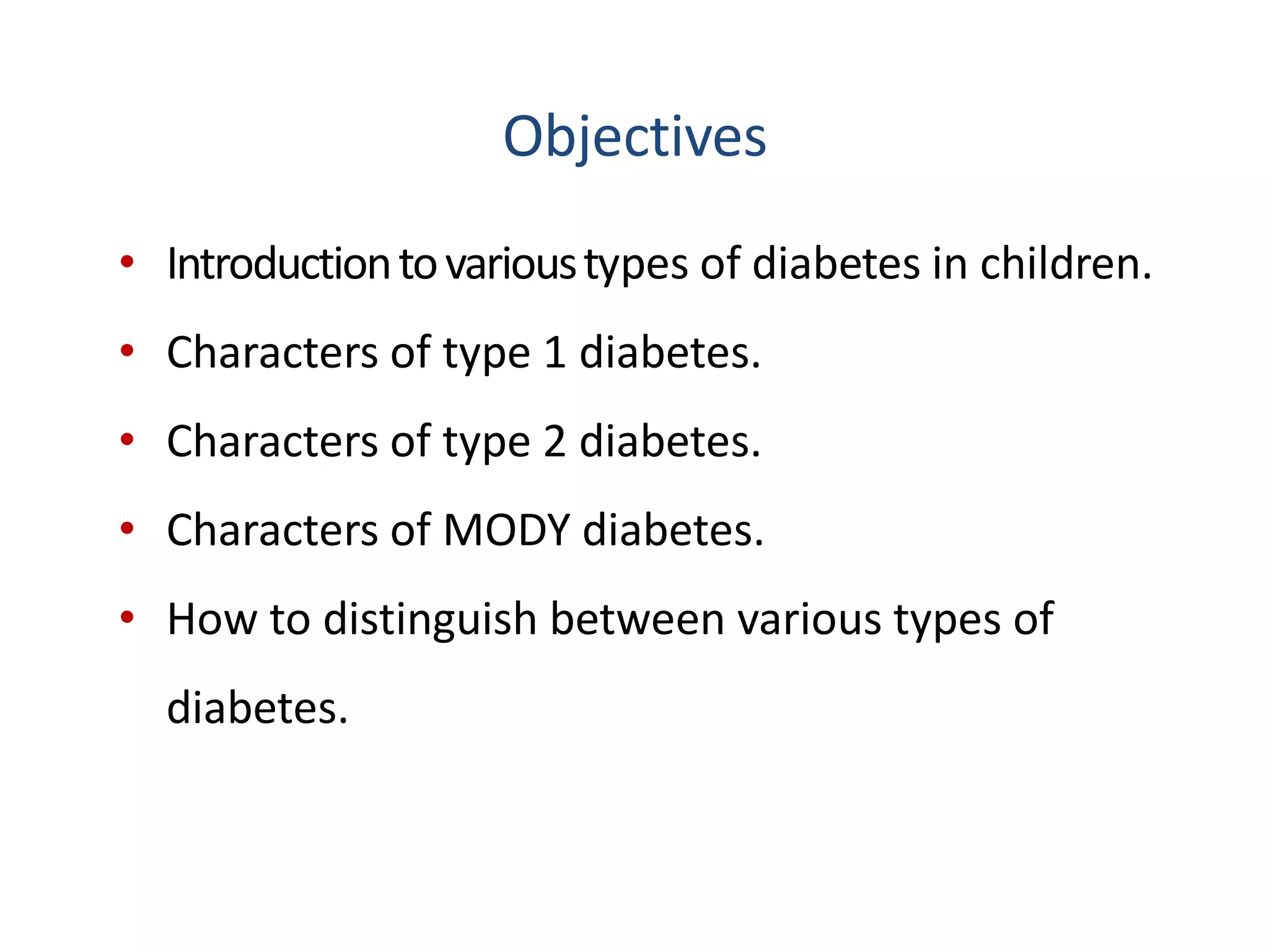 Various types of diabetes in children | PDF