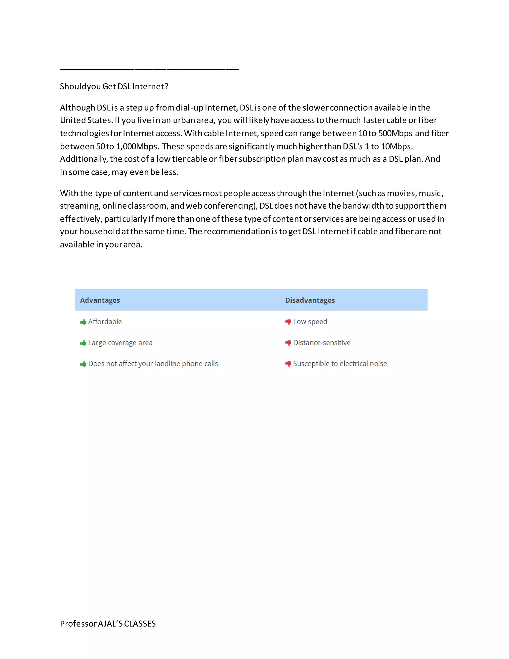 Various types of dsl broadband internet connections | PDF