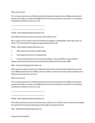 Various types of dsl broadband internet connections | PDF