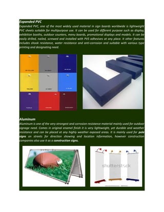 Various types of materials used in signage | PDF