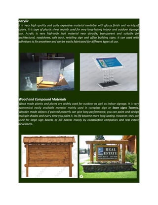 Various types of materials used in signage | PDF