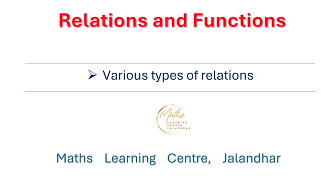 Various types of relations (Relations and functions) | PDF