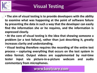 Various types of software testing by kostcare | London | Waterloo | PPTX