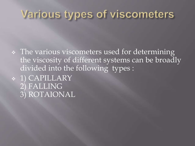 Various types of viscometers | PPTX | Physics | Science