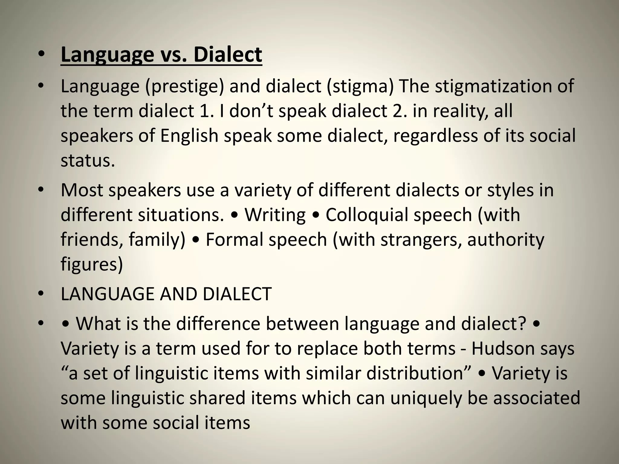 Varities in sociolinguistics | PPTX