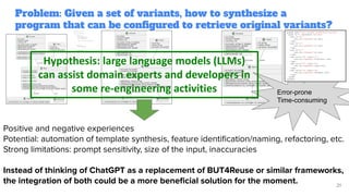Generative AI for Reengineering Variants into Software Product Lines: An Experience Report | PDF
