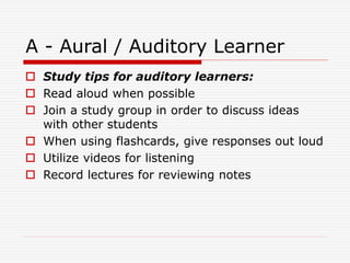 A guide to several types learning styles.ppt