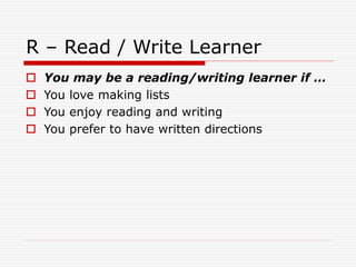 A guide to several types learning styles.ppt