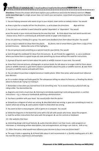 Vark questionnaire | PDF