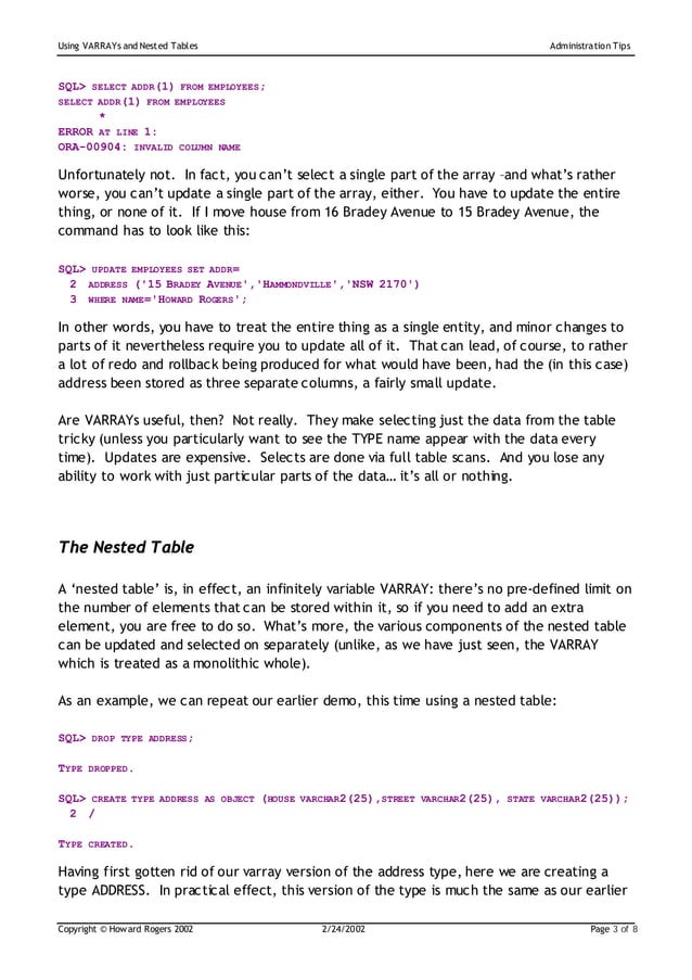Varraysandnestedtables | PDF