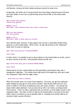 Varraysandnestedtables | PDF