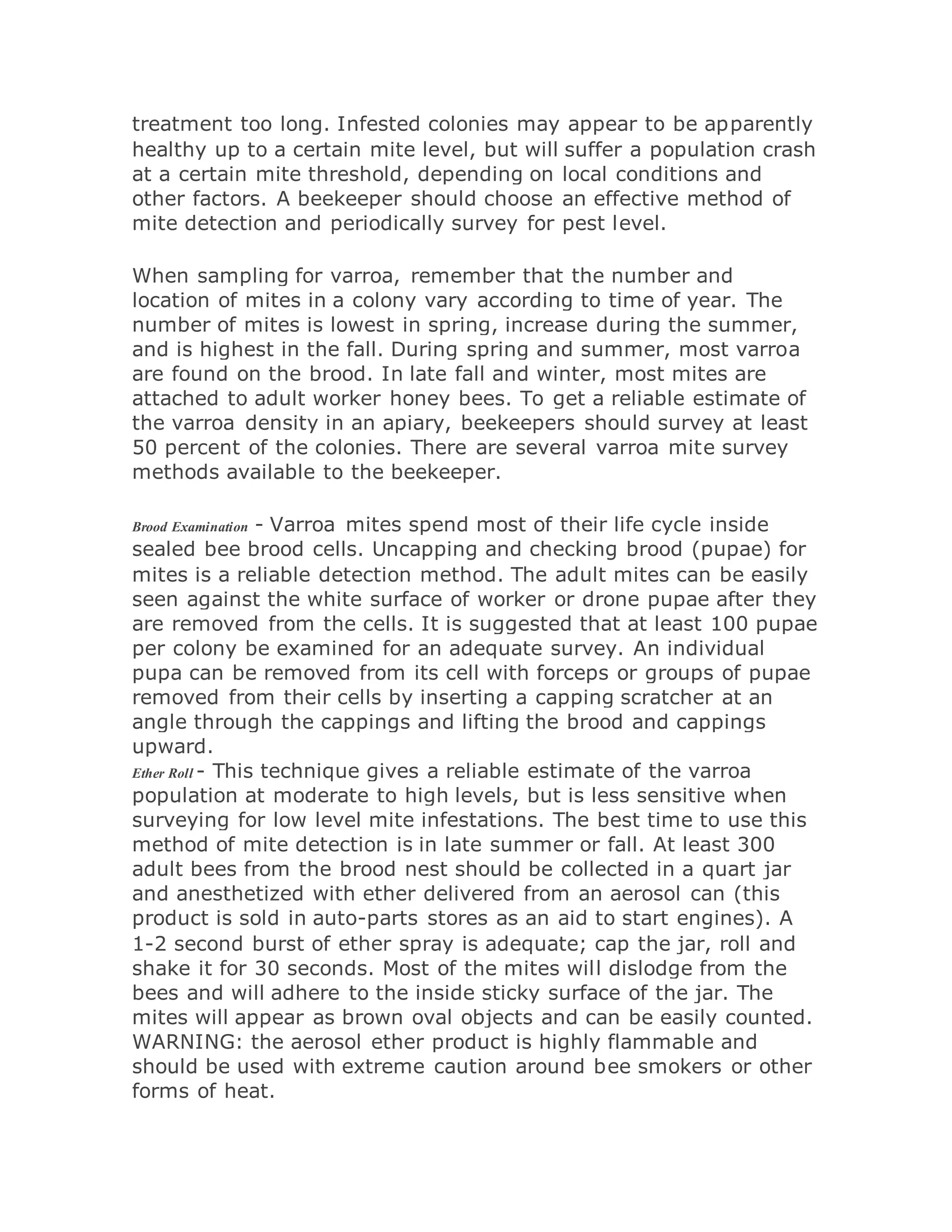 Varroa mite control in south carolina | PDF