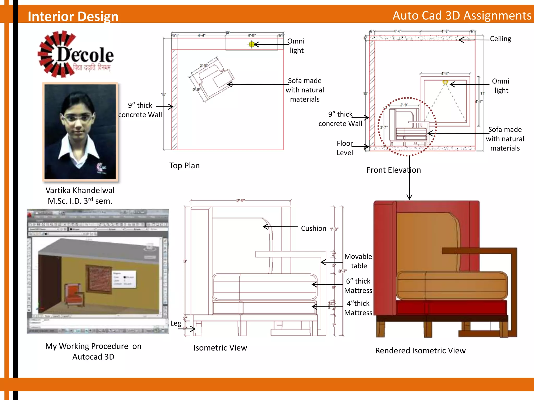 Vartika khandelwal m.sc. i.d. 3rd sem. autocad 3d assignments copy | PPTX | Interior Decorating ...