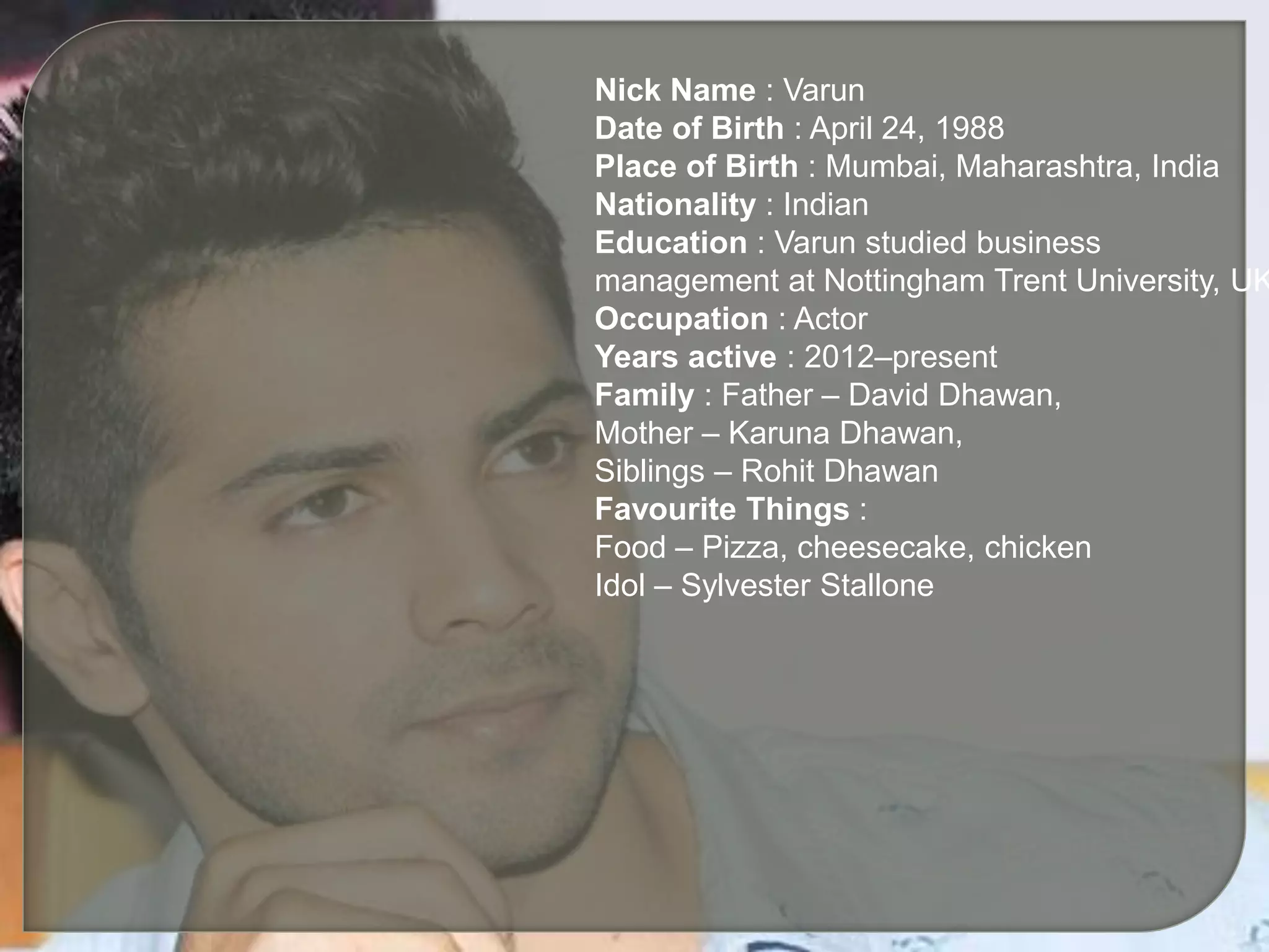Varun dhawan biography | PPT