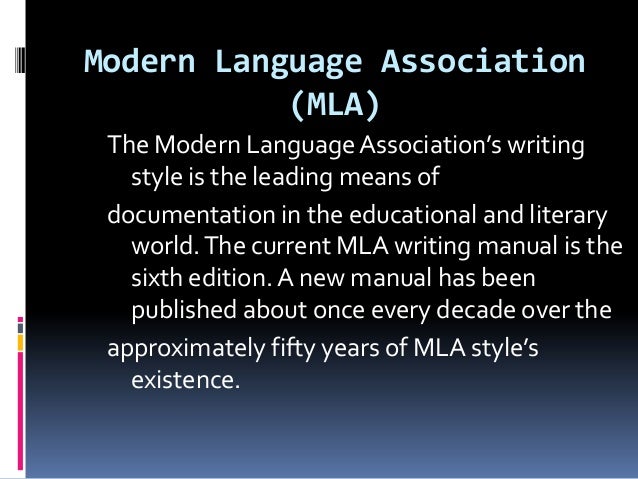 modern language association formats
